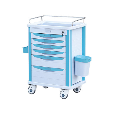 Multi-Purpose Lockable Medicine Trolley with 6 Drawers for ICUs