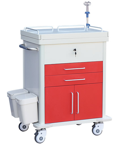 Hospital First Aid Emergency Trolley Cart with CPR Board with caster
